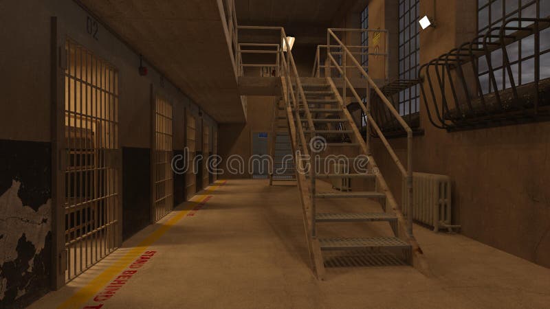 3D-Illustration of an Empty Prison Cell, No Prisoner Stock Illustration ...