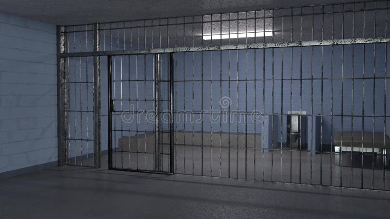 3D-Illustration of an Empty Prison Cell, No Prisoner Stock Illustration ...