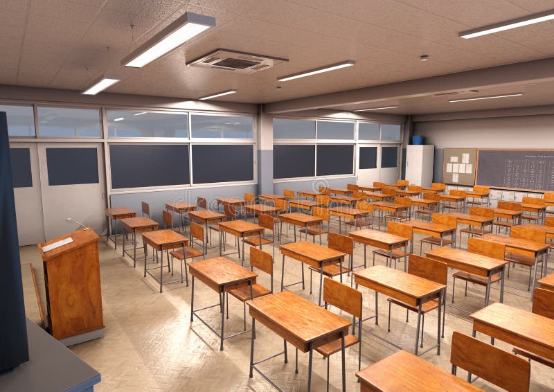3D Rendering Japanese Classroom Stock Illustration - Illustration of room, lecture: 213736258