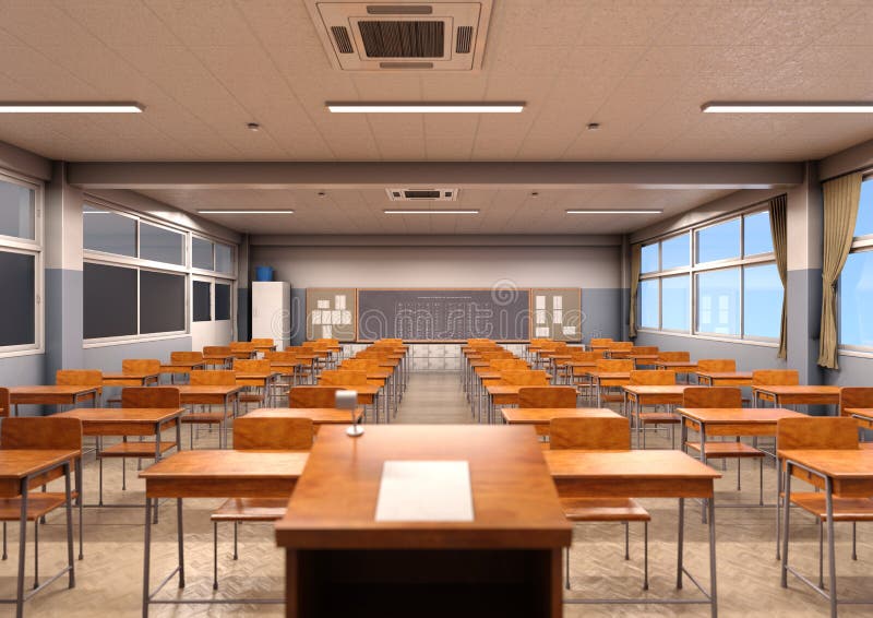 3D Rendering Japanese Classroom Stock Illustration - Illustration of ...