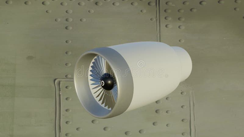 3D Rendering Jet Engine, Close-up View Jet Engine Blades. Closeup Shot ...