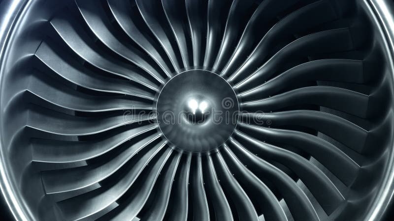 3D Rendering Jet Engine, Close-up View Jet Engine Blades. 4k Animation ...