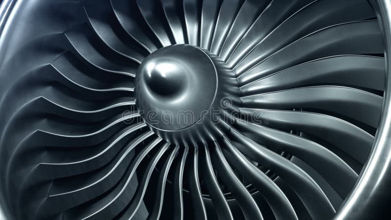 3D Rendering Jet Engine, Close-up View Jet Engine Blades. 4k Animation ...