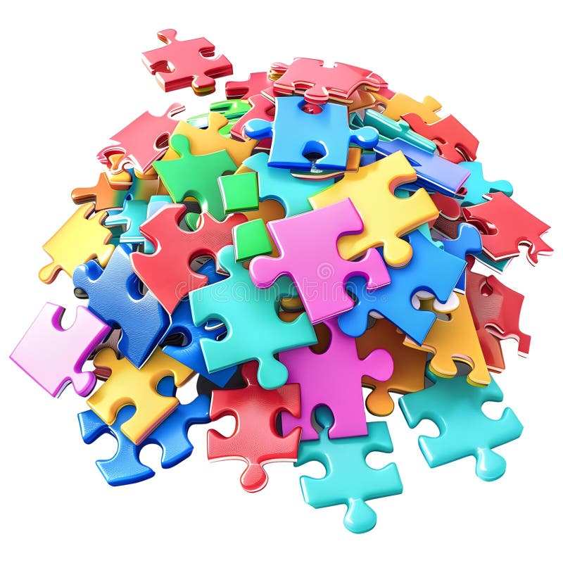 3D Rendering of a Jigsaw Puzzle Pieces on Transparent Background - Ai ...