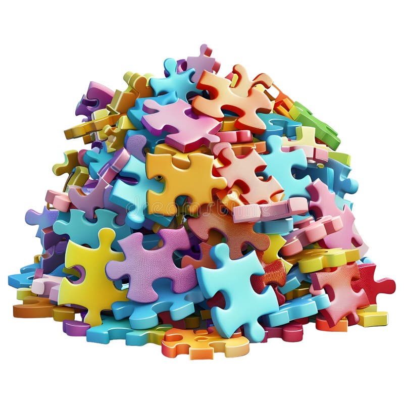 3D Rendering of a Jigsaw Puzzle Pieces on Transparent Background - Ai ...
