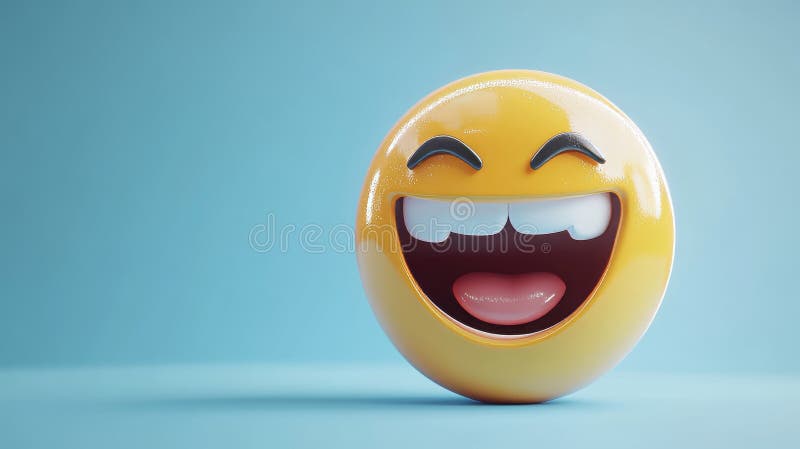 3D Rendering Joyful Emoji with a Wide, Infectious Laugh Isolated on a ...