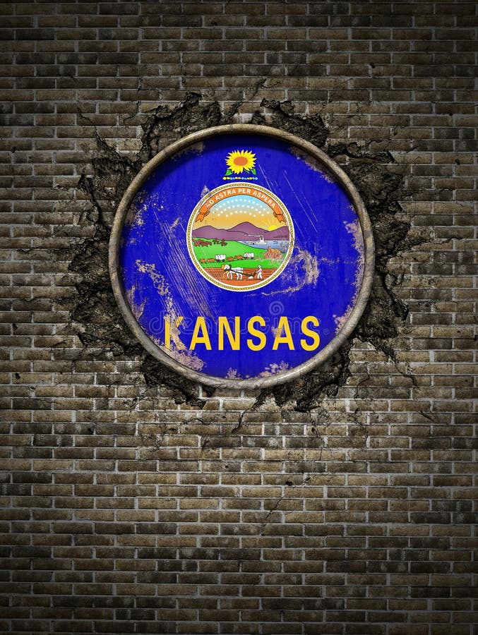 Old Kansas Flag in Brick Wall Stock Illustration - Illustration of icon ...