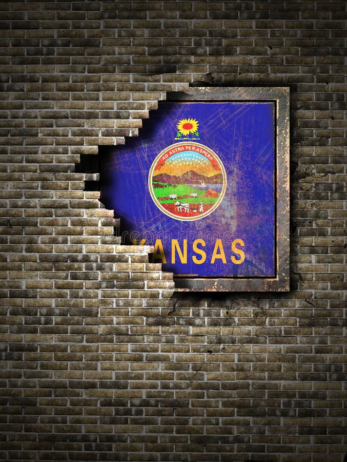 Old Kansas Flag in Brick Wall Stock Illustration - Illustration of icon ...
