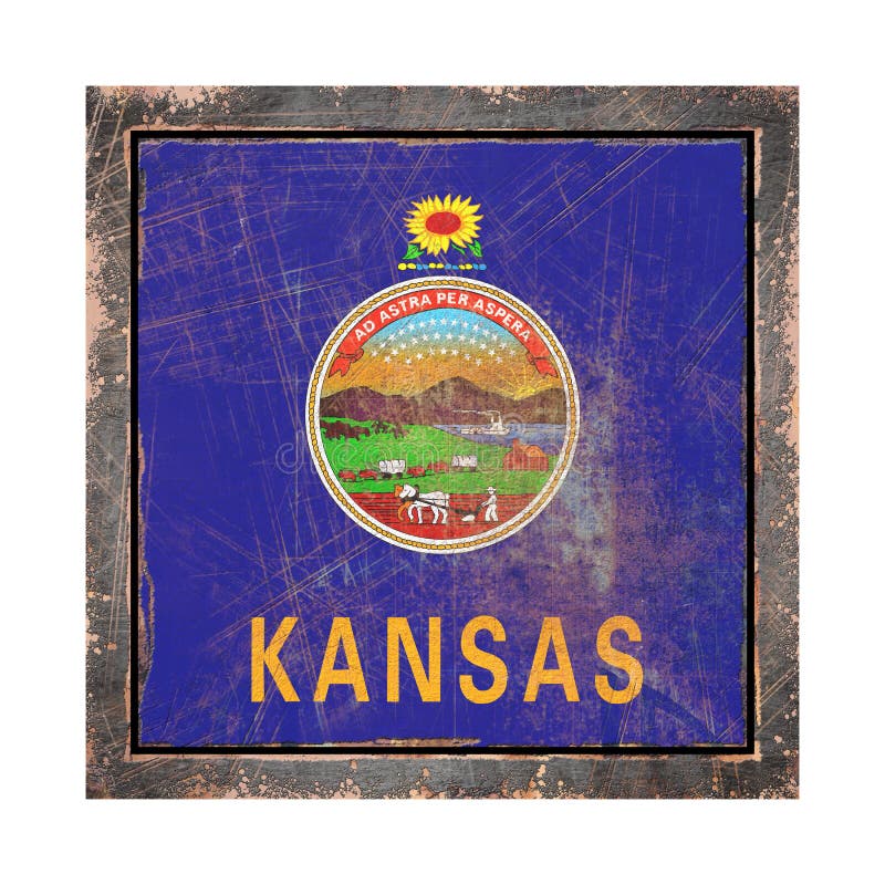 Old Kansas flag stock illustration. Illustration of grunge - 110051441