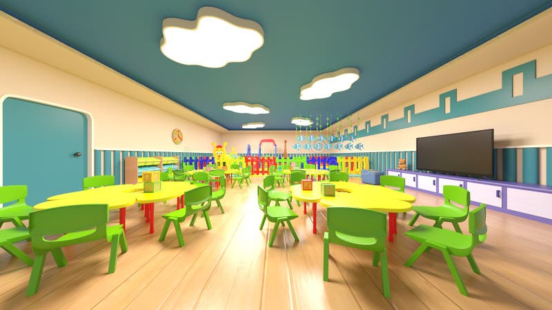 3D Rendering of the Kindergarten Classroom Stock Illustration ...