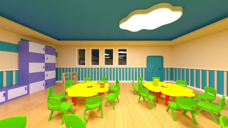 3D Rendering of the Kindergarten Classroom Stock Illustration ...