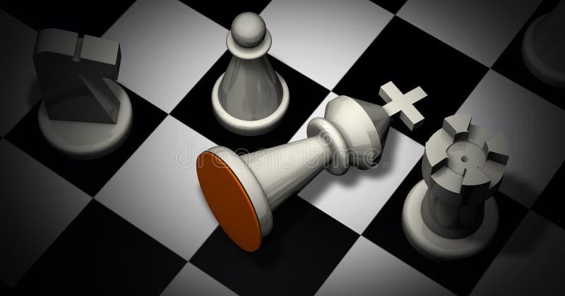 3D Rendering of a King Down on a Chessboard - the Concept of Success ...