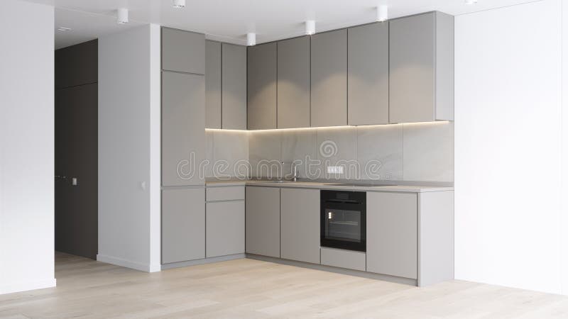 3D Rendering of a Kitchen Corner in Bright Colors Stock Illustration ...