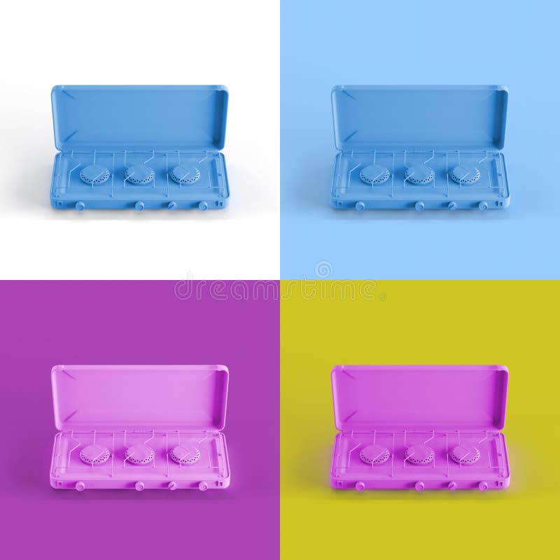 3D Rendering of Kitchen Gas Stove Isolated in Different Colors Stock ...