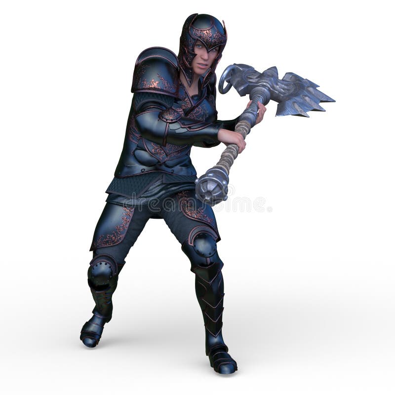 3D rendering of a knight stock illustration. Illustration of full ...