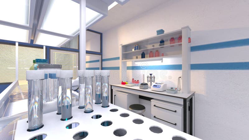 3D Rendering of the Laboratory Stock Illustration - Illustration of ...
