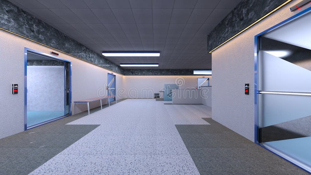 3D Rendering of the Laboratory Corridor Stock Illustration ...