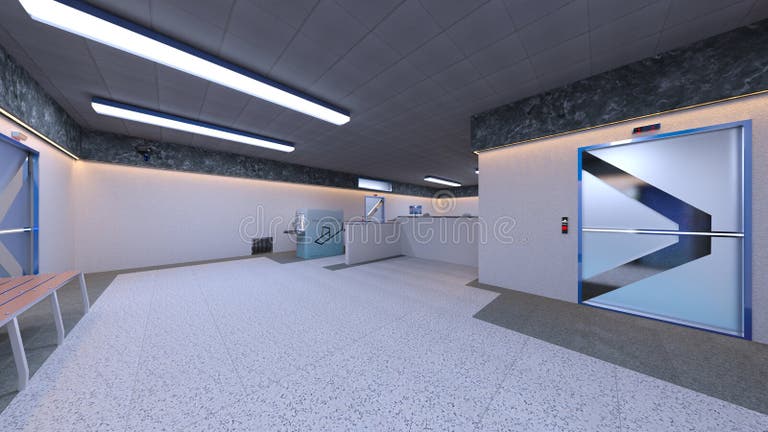3D Rendering of the Laboratory Corridor Stock Illustration ...