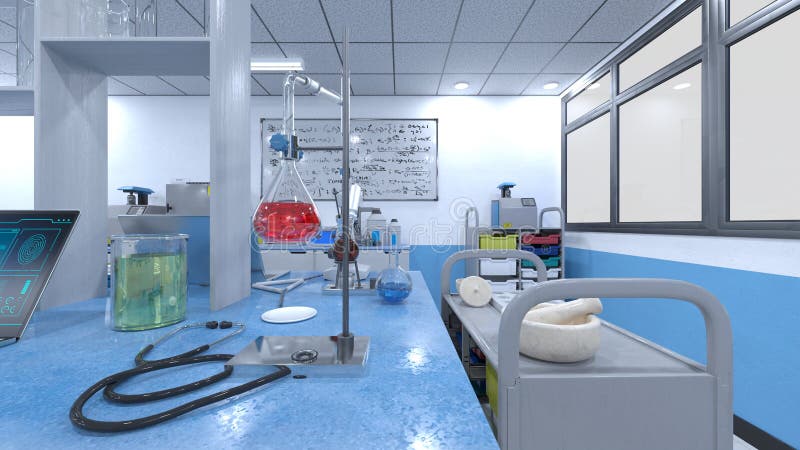 3D Rendering of the Laboratory Stock Illustration - Illustration of ...