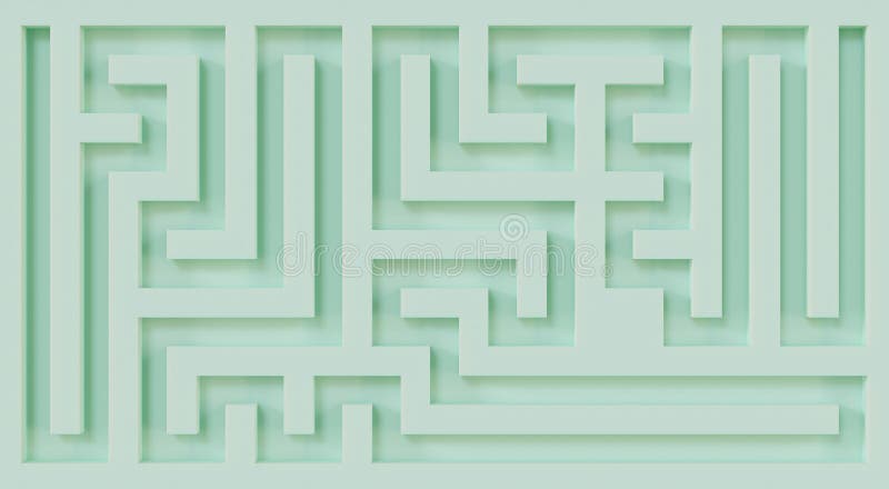 3D Rendering. the Labyrinth is Light Green, Empty, with Square Corners ...