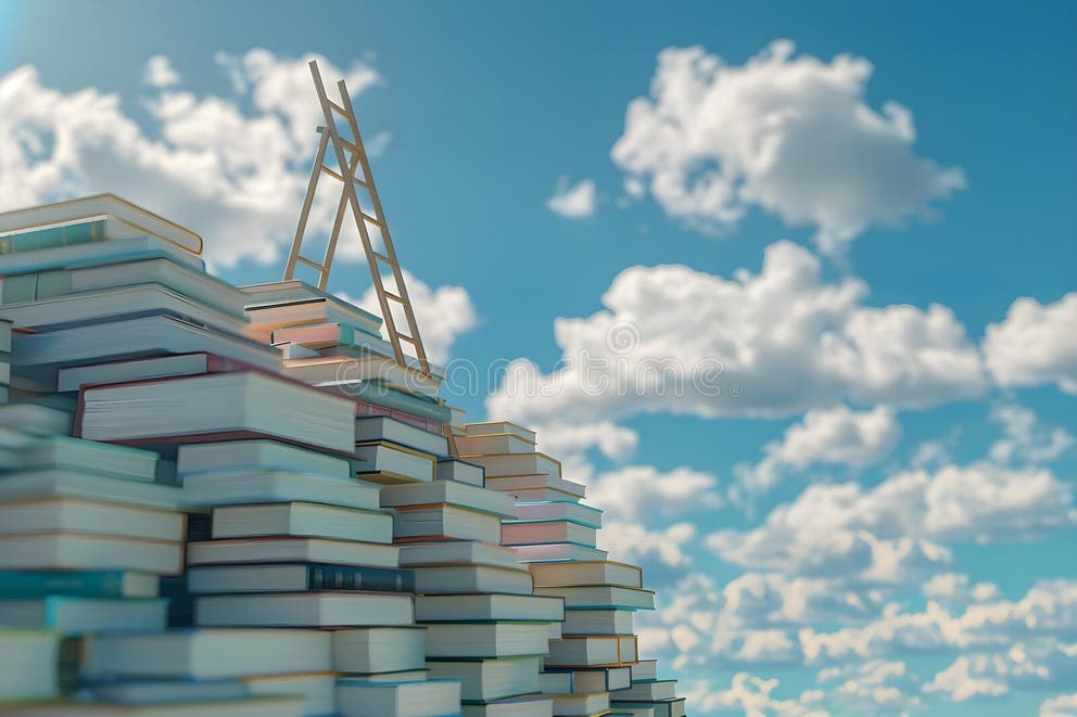 Concept 3D Rendering, Ladder, Stack of 3D Rendering of a Ladder on a ...