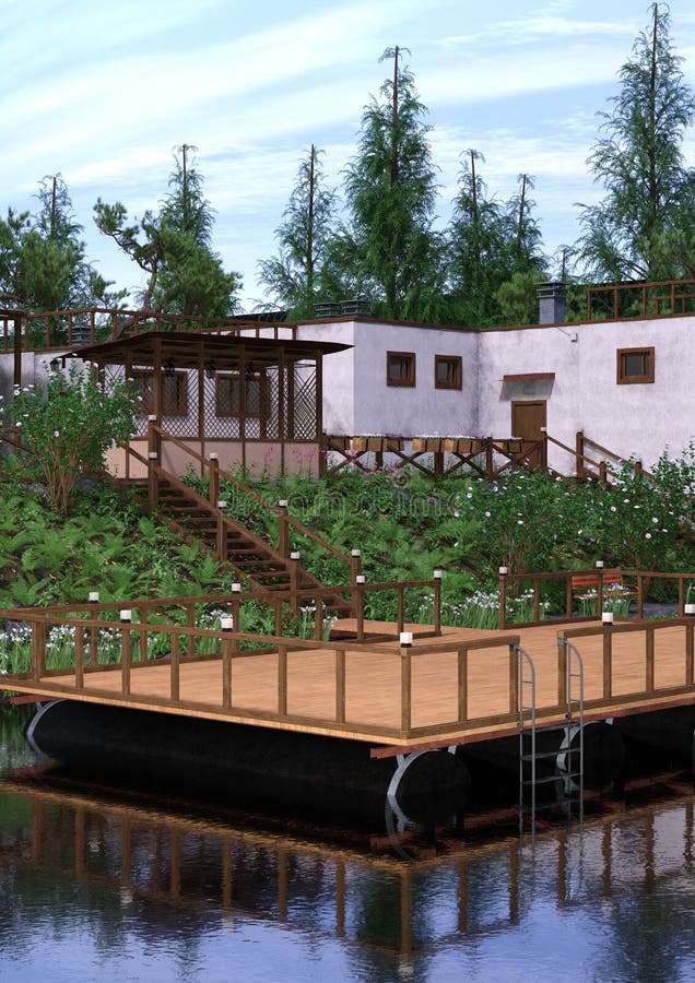 3D Rendering Lake House stock photo. Image of outdoor - 99805040
