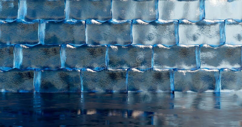 3d Rendering. Large Blocks of Ice are Lined in Brickwork with Neon ...