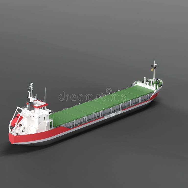 3D Rendering of a Large Cargo Ship Stock Illustration - Illustration of ...