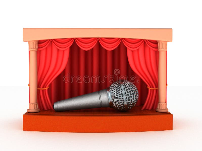 3D Rendering of a Large Microphone on Stage Stock Illustration ...