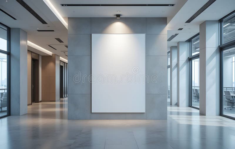 3D Rendering of a Large Office Corridor with a Contemporary Design ...