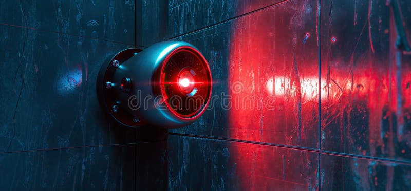 3D Rendering of a Laser Security Camera with Red Light Stock ...