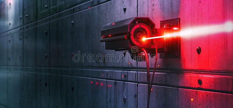 3D Rendering of a Laser Security Camera with Red Light Stock ...