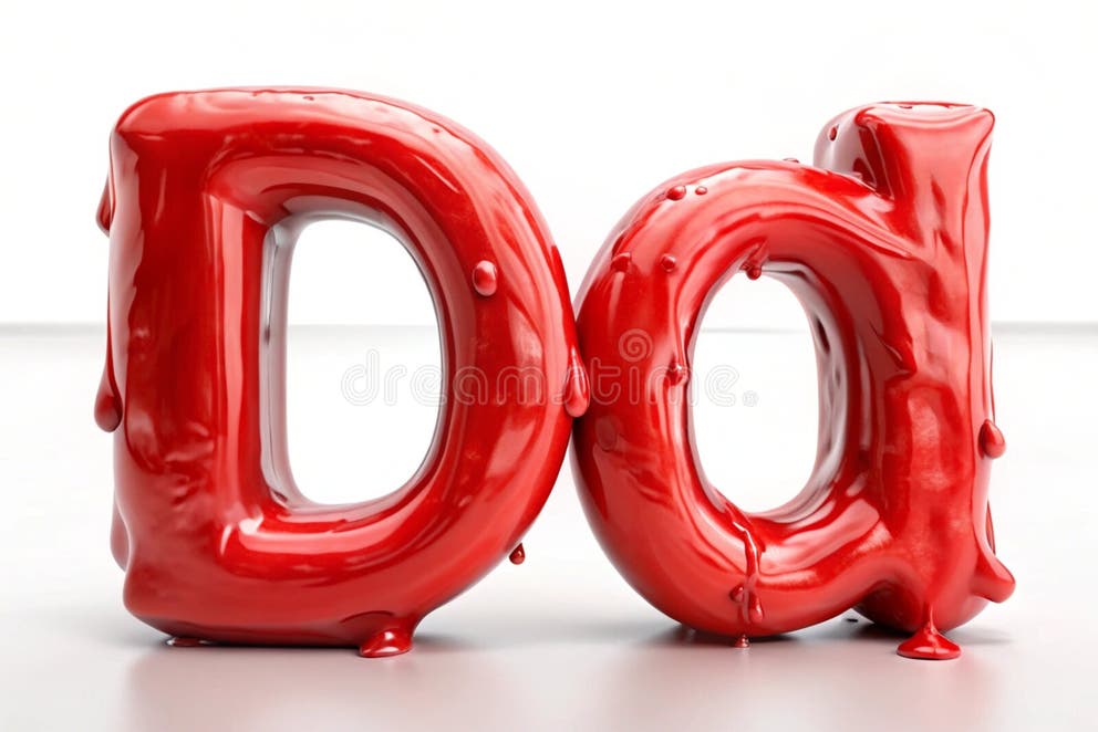 Leaky Red Alphabet Handwritten Cursive Letter D Stock Illustration ...