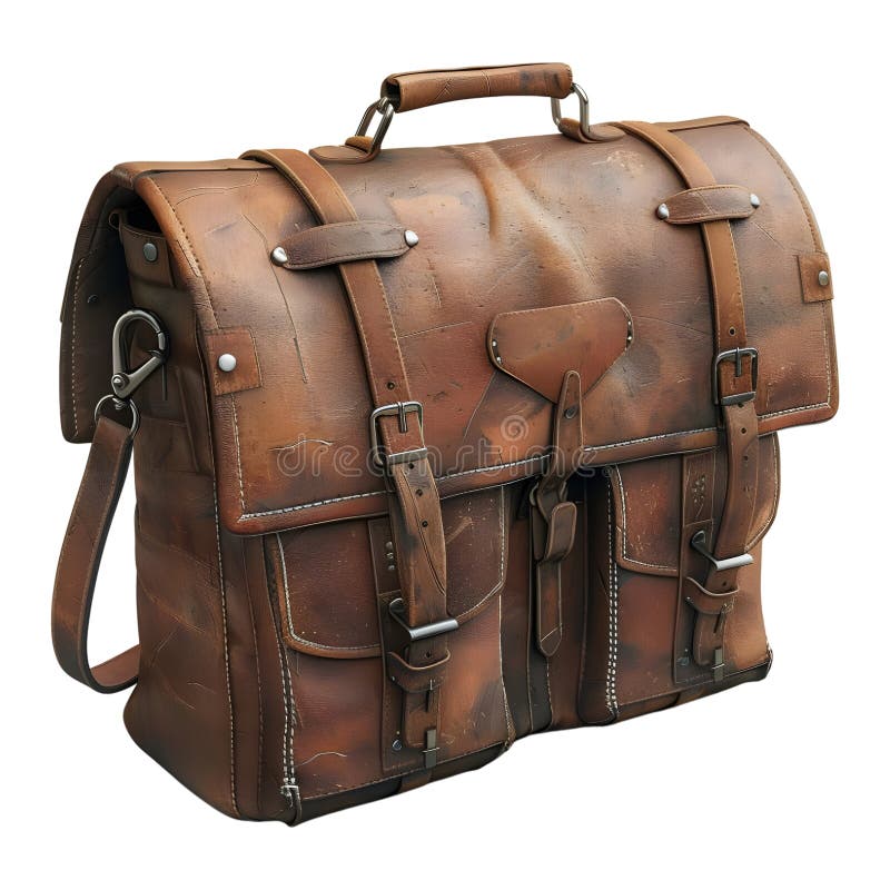 3D Rendering of a Leather Office Bag on Transparent Background - Ai ...