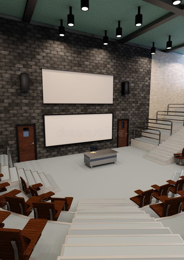 3D Rendering Lecture Hall stock illustration. Illustration of public ...
