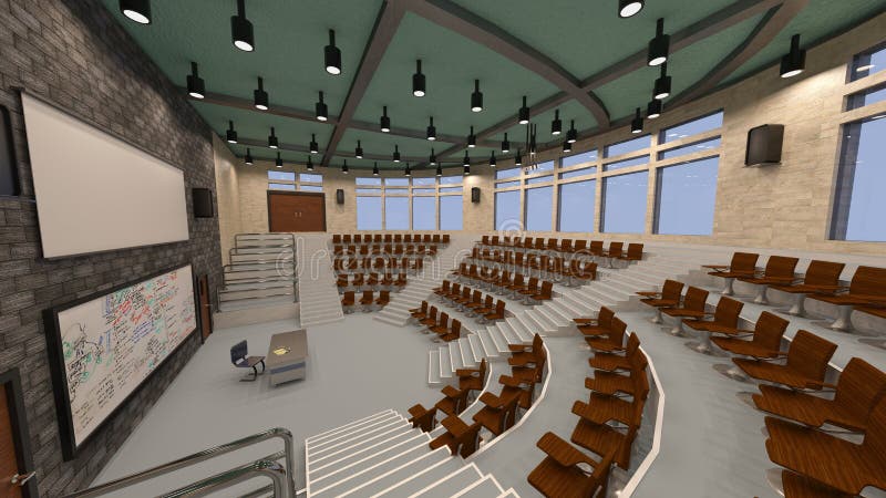 3D Rendering Lecture Hall stock illustration. Illustration of public ...