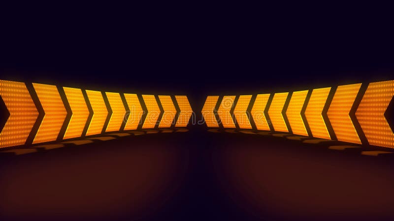3d Rendering Led Neon Platform Scene with Arrows Pointing To the Centre ...