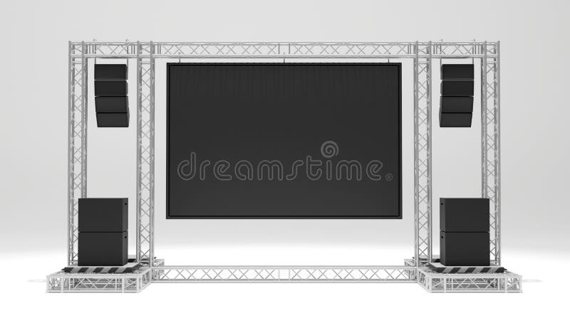3D Rendering of LED Screen with Truss Construction and Sound System ...