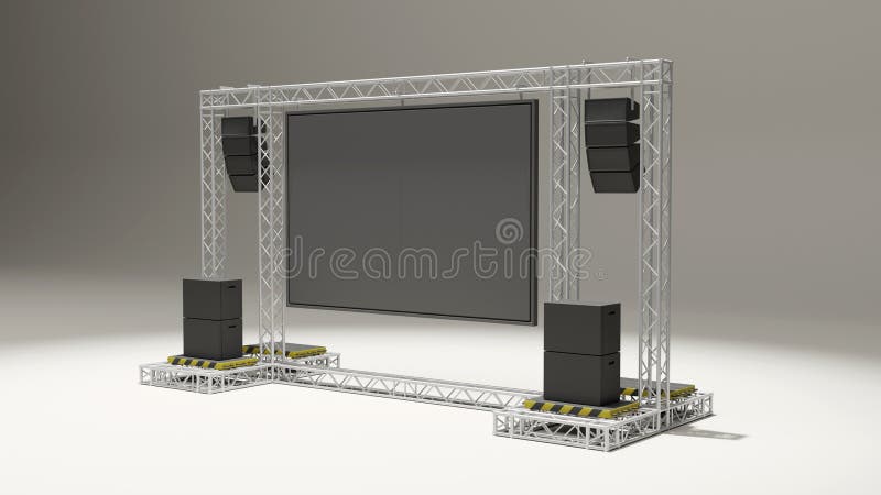 3D Rendering of LED Screen with Truss Construction and Sound System ...