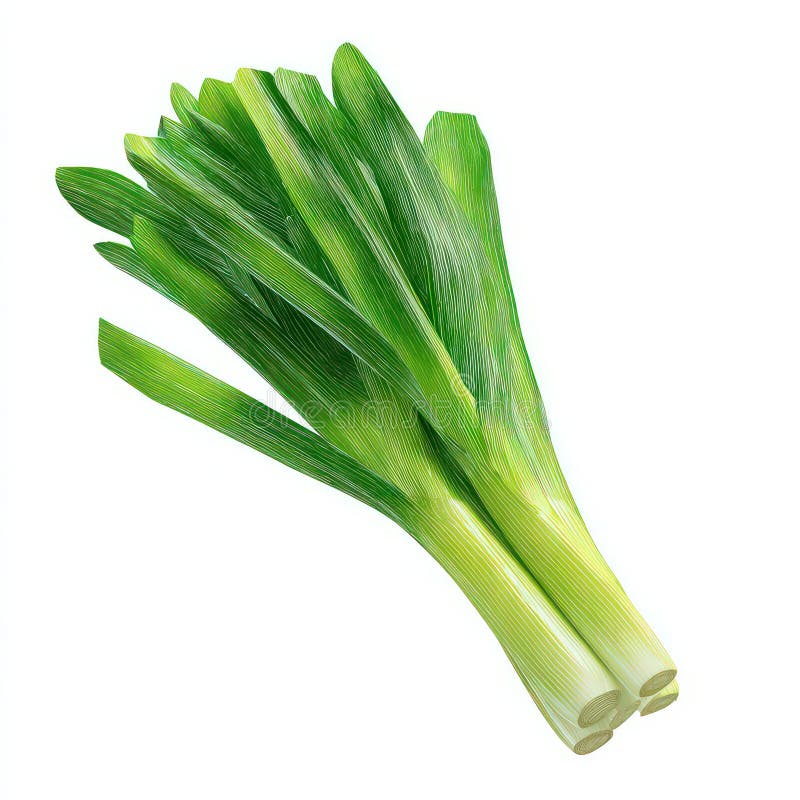 3D Rendering of a Leek, Fresh Vegetable Texture, Isolated on Stock ...