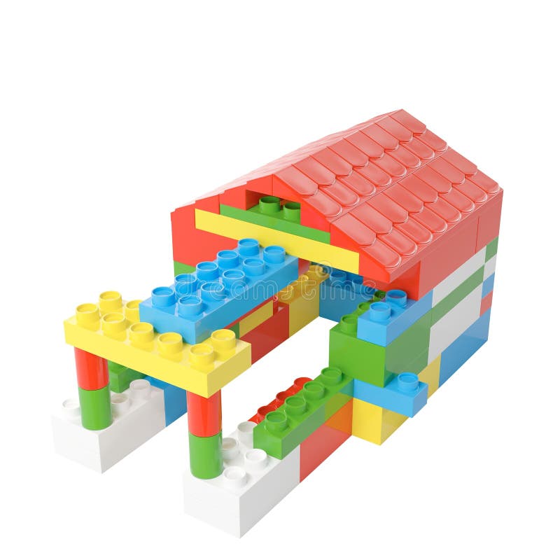 3D Rendering of a Lego House on a White Background Stock Illustration ...