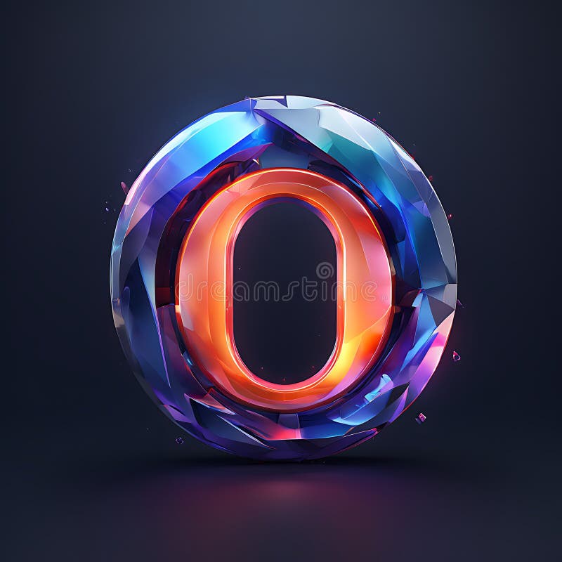 3D Abstract Letter O in Shattered Glass Stock Illustration ...