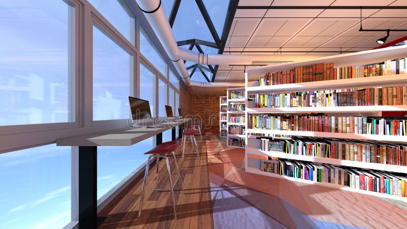 3D Rendering of the Library Stock Illustration - Illustration of ...