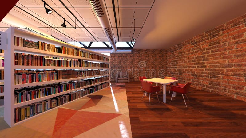 3D Rendering of the Library Stock Illustration - Illustration of ...