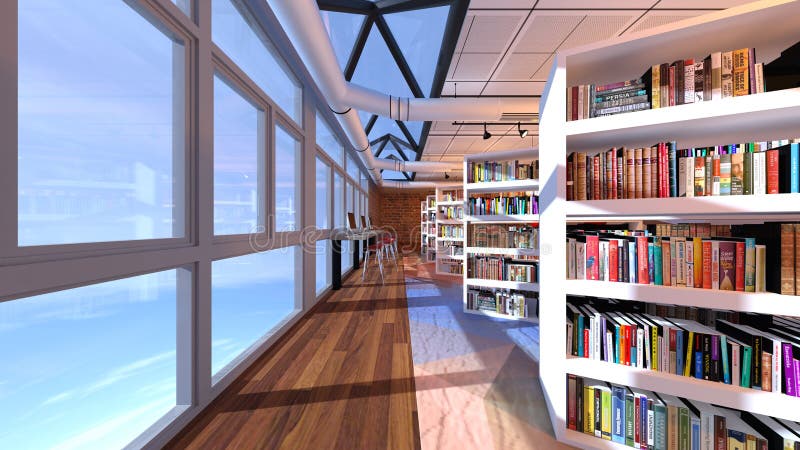 3D Rendering of the Library Stock Illustration - Illustration of ...
