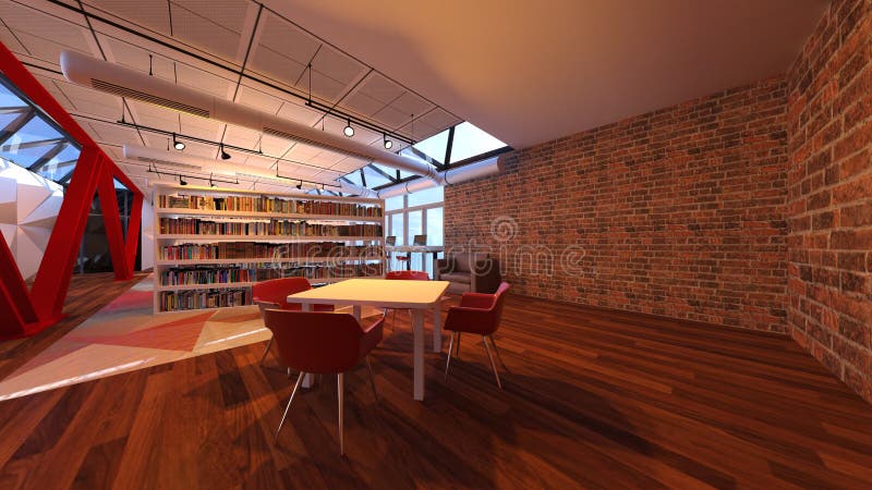 3D Rendering of the Library Stock Illustration - Illustration of ...
