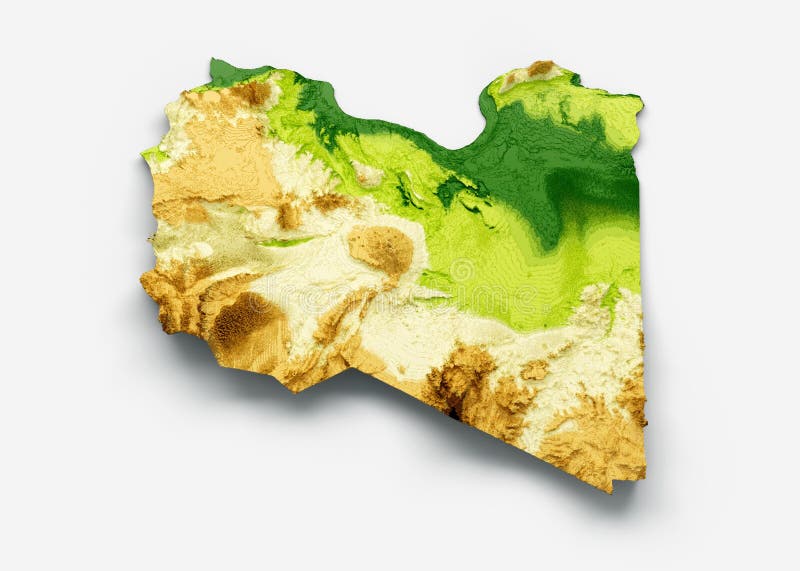 3D Rendering of a Height Map of Morocco with Shaded Relief Stock ...