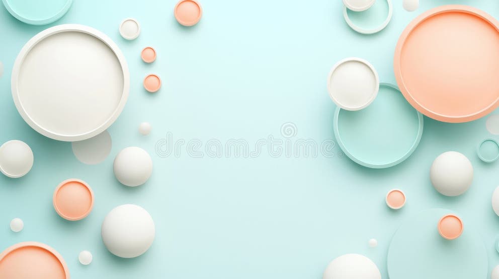 A 3D Rendering of a Light Blue Background with White and Peach-colored ...