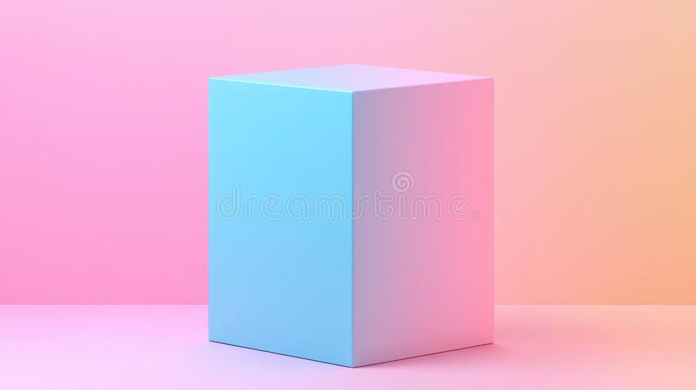 A 3D Rendering of a Light Blue Cube with a Gradient Background. Stock ...