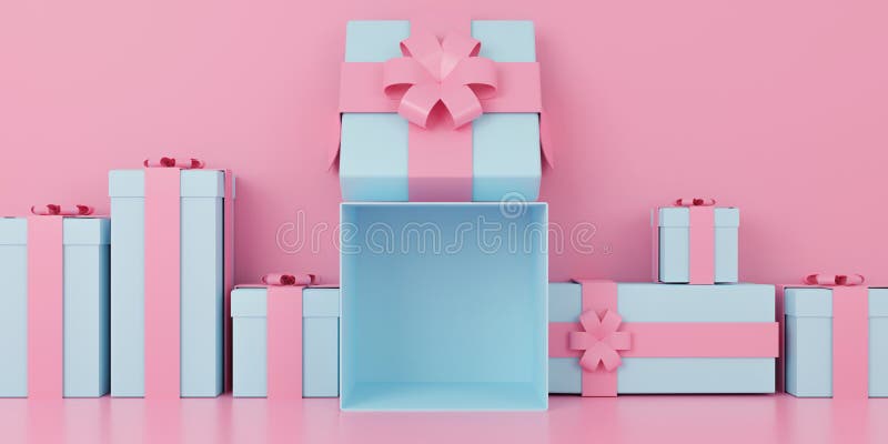 Light Blue Gift Boxes Background. Stock Illustration - Illustration of ...